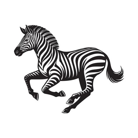 Zebra Outline Clipart A Galloping Zebra Illustration In Black And