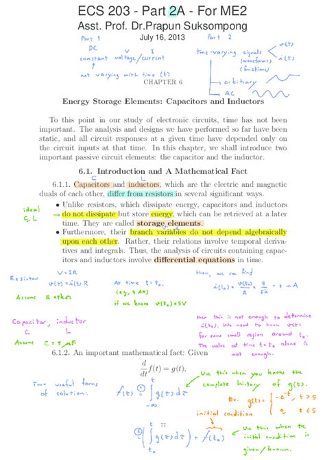 Pdf Energy Storage Elements Capacitors And Inductors