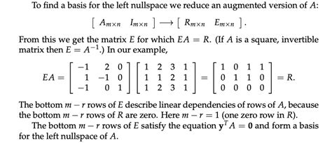 Linear Algebra How To Find The Left Null Space From Rref A