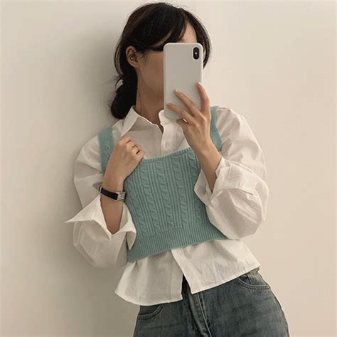 [ 봄დ 예쁜핏 ] 미닛 꽈배기 베스트 니트 에이블리