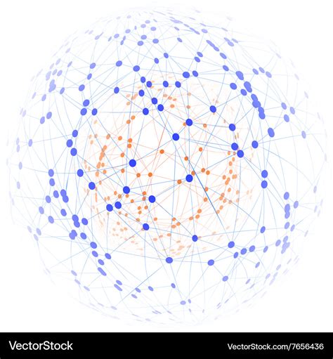 Sphere With Connected Lines And Dots Wireframe Vector Image