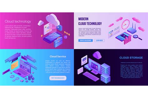 Cloud Technology Banner Set Graphic By Ylivdesign Creative Fabrica