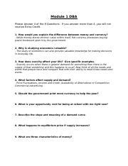 1 8 DbA Discussion Based Assessment Economics Module 1 Babe Notes Have This Filled Out