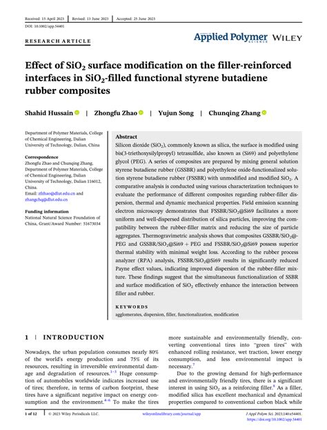 Effect Of Sio2 Surface Modification On The Filler‐reinforced Interfaces