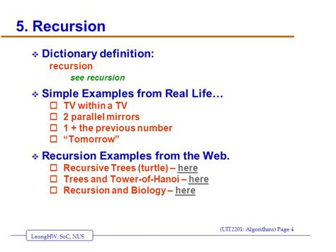 Leonghw Soc Nus Uit2201 Algorithms Page 1 Recursive Algorithm