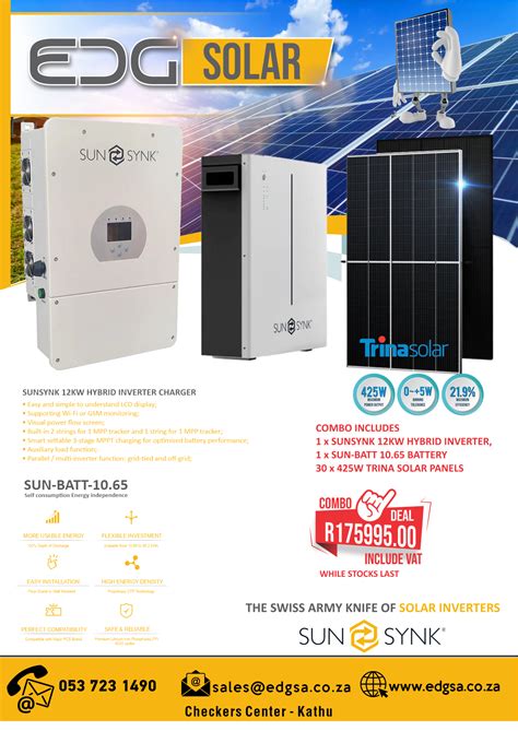 Sunsynk 12kw Hybrid Inverter Charger Combo Kit Edg South Africa
