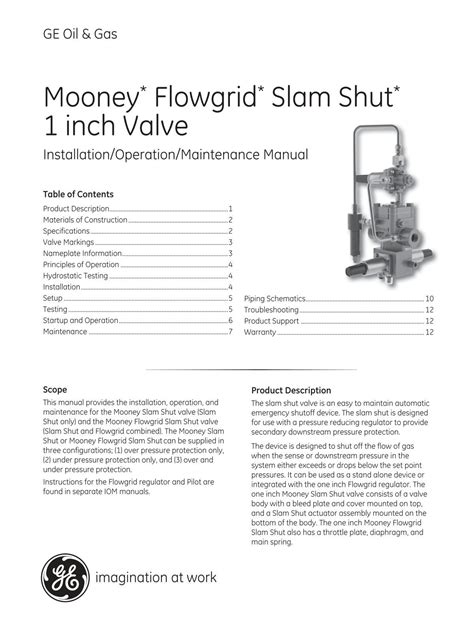 Mooney Flowgrid Slam Shut 1 Inch Valve Ge Energy