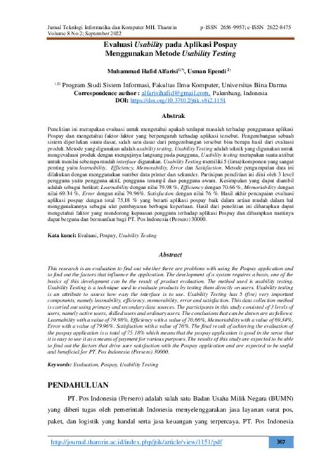 Pdf Evaluasi Usability Pada Aplikasi Pospay Menggunakan Metode Usability Testing