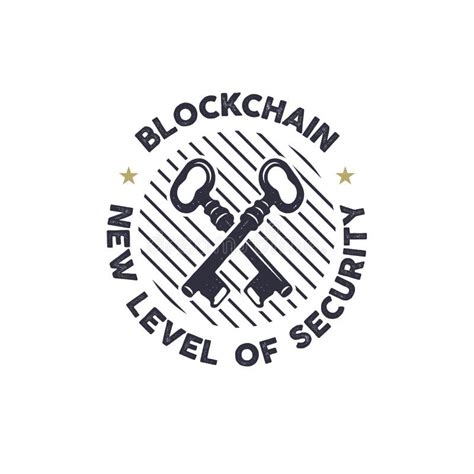 Blockchain New Level Of Security Emblem Concept With Keys Symbol Digital Assets Logo Stock