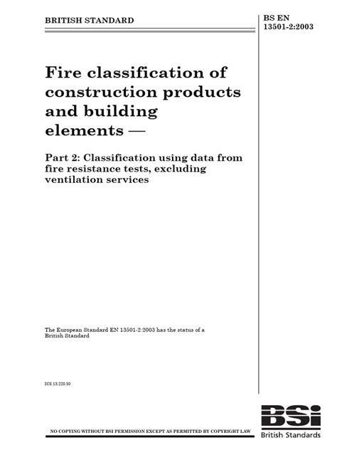 Fire Classification Of Construction Products And Building Elements Pdf Regulation