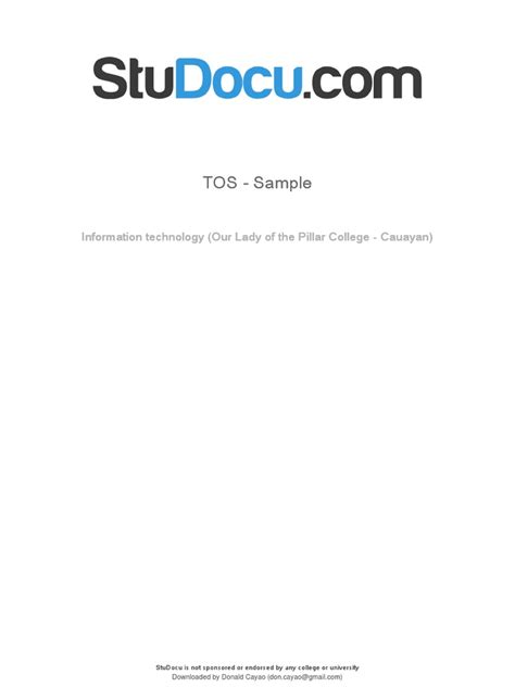 Tos Sample Pdf Personal Computers Computer Hardware