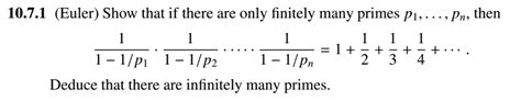 solved 10 7 1 euler show that if there are only finitely