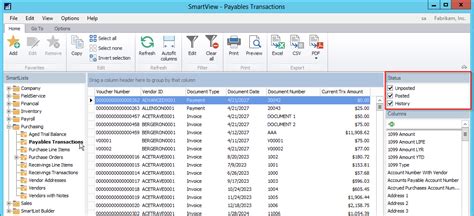smartview status panel does not show on all expected reports eone