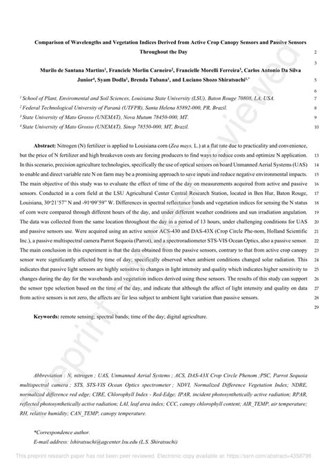 Pdf Comparison Of Wavelengths And Vegetation Indices Derived From