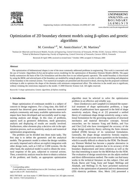Pdf Optimization Of 2d Boundary Element Models Using Splines