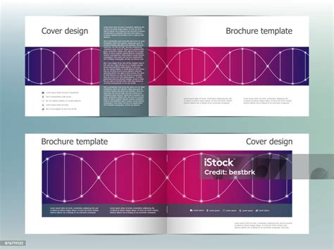 사각형 브로셔 템플릿 레이아웃 커버 연례 보고서 Dna 분자 구조와 A4 크기에 잡지 기하학적 추상 배경입니다 벡터 일러스트 레이 션 0명에 대한 스톡 벡터 아트 및 기타