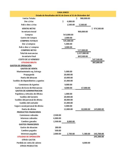 Pyg Formato Actividades De Estados Financieros Pdf Estado De