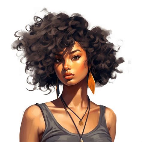 Premium Ai Image Portrait Of A Woman With A Large Afro Wearing A Necklace And Earrings