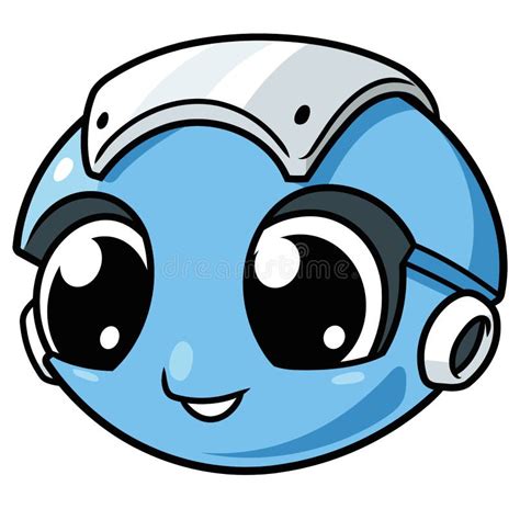 Cute Robot Head Illustration On White Background Stock Vector