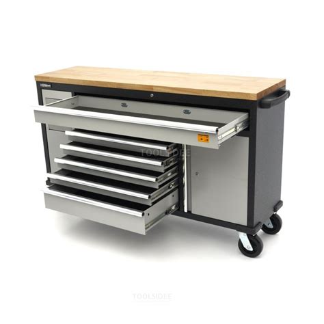 Hbm 168 Cm Professional Mobile Tool Trolley Workbench With Solid Wood Worktop Toolsidee Ie