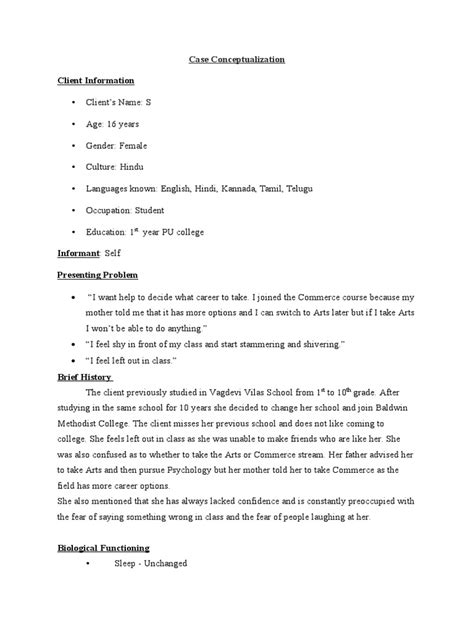 Case Conceptualization Pdf Rational Emotive Behavior Therapy