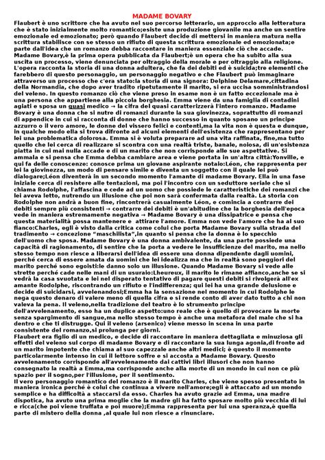 Riassunto E Commento Madame Bovary Di Flaubert Appunti Di