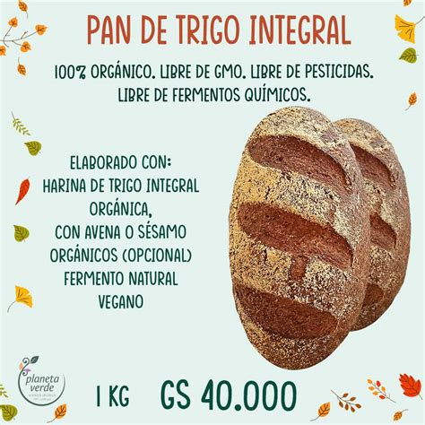 Pan De Trigo Integral Orgánico Planeta Verde