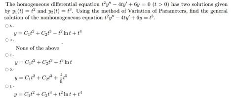 Solved The Homogeneous Differential Equation Ty Ty Y Chegg