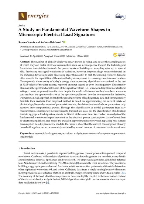 PDF A Study On Fundamental Waveform Shapes In Microscopic Electrical Load Signatures
