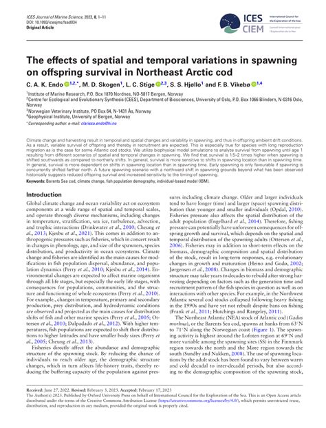 PDF The Effects Of Spatial And Temporal Variations In Spawning On Offspring Survival In