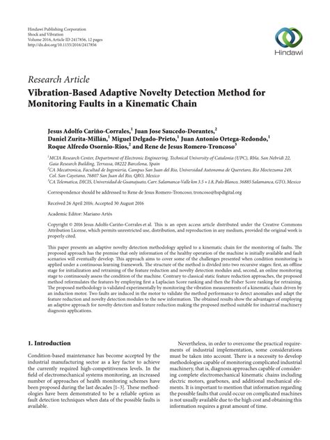 Pdf Vibration Based Adaptive Novelty Detection Method For Monitoring
