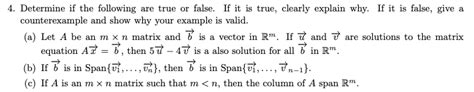solved 4 determine if the following are true or false if