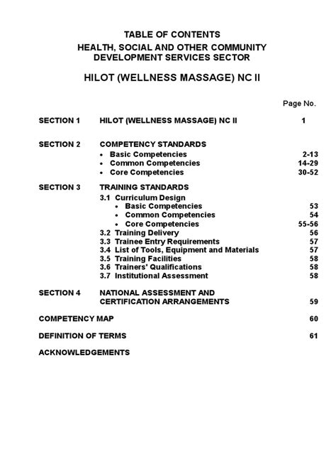 Training Regulations For Hilot Wellness Massage Nc Ii Qualification Pdf