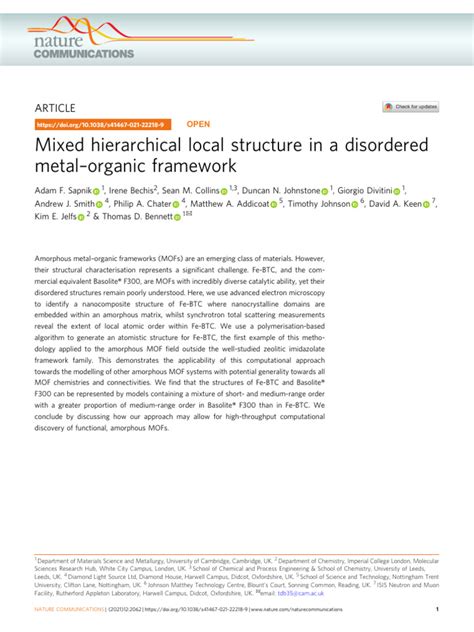 Mixed Hierarchical Local Structure In A Disordered Metal Organic