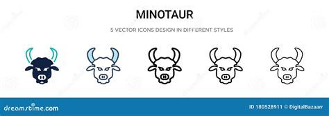 Minotaur Icon In Filled Thin Line Outline And Stroke Style Vector