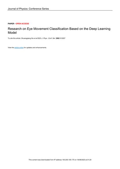 Pdf Research On Eye Movement Classification Based On The Deep