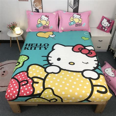 ☘優居☘kitty 100全棉 卡通床包組 單人雙人加大特大三件組 純棉床單枕頭套 床組 保潔墊 床罩 適合裸睡 蝦皮購物