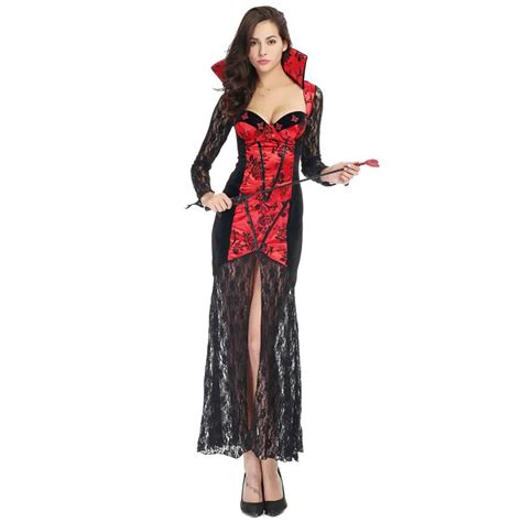 Halloween Costumes Adult Womens Black Noble Vampire Queen Costume Suit