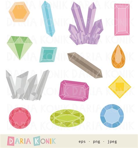 Gemstones Clip Art Set Jewels Gems Diamonds Crystals Etsy