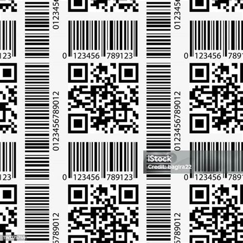 Qr 코드와 바코드 표지판 재미 단색 디자인으로 완벽 한 패턴 Qr코드에 대한 스톡 벡터 아트 및 기타 이미지 Qr코드