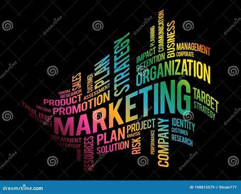 Collage De Palabras De Marketing En La Nube Stock de ilustración