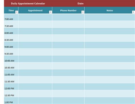Daily Appointment Calendar FreeTemplatesPro