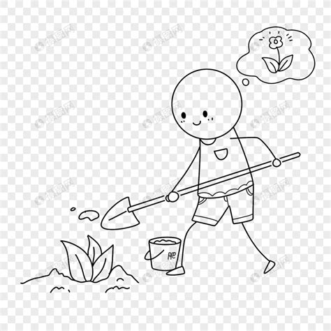 种花的小人简笔画元素素材下载 正版素材401724152 摄图网