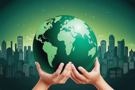 Premium Photo Hands Holding The Green Earth Globe With City Vector