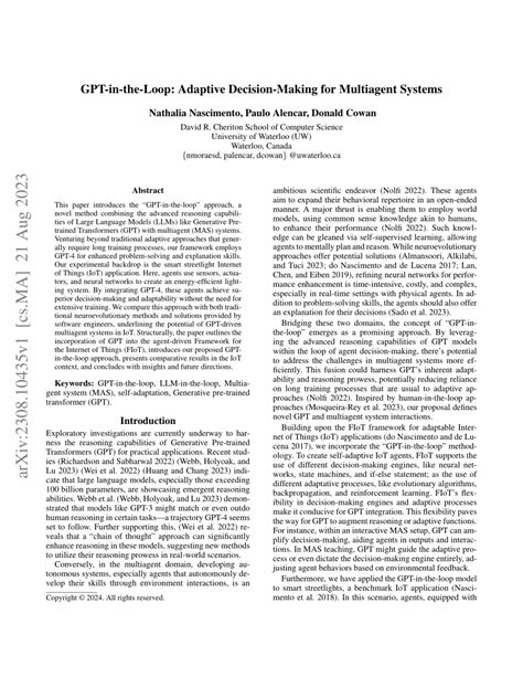 Pdf Gpt In The Loop Adaptive Decision Making For Multiagent Systems