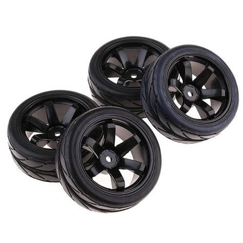 Rc 4 Uds 64mm Rueda De Plástico Llanta Neumáticos De Goma Neumáticos