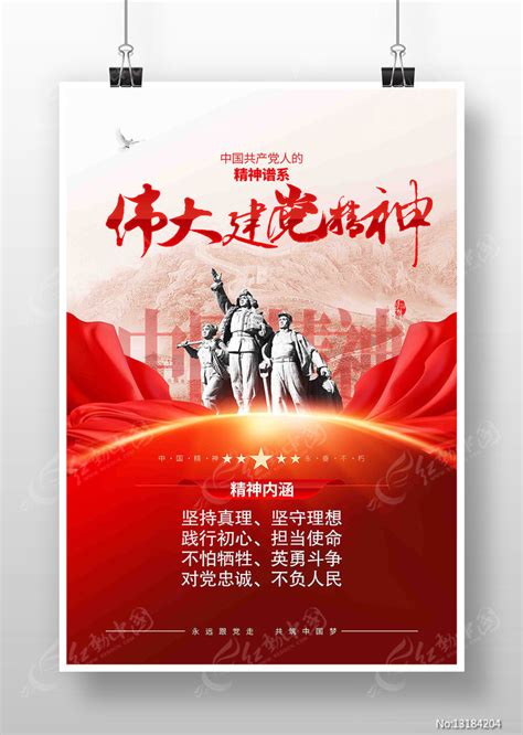 中国精神伟大建党精神党建海报图片下载红动中国