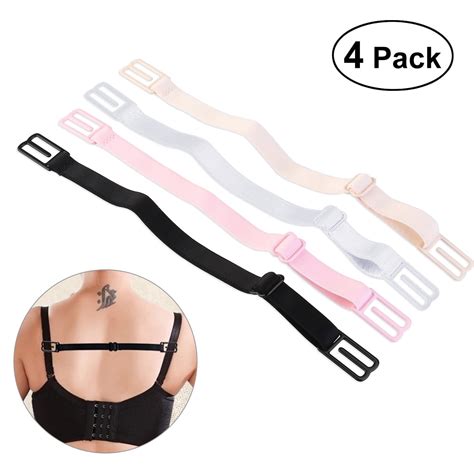 4 Pair Bra Strap Clips Elastic Non Slip Strap Holder Black And Skin