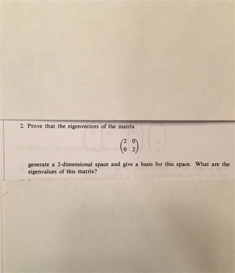 Solved Prove That The Eigenvectors Of The Matrix Generate Chegg