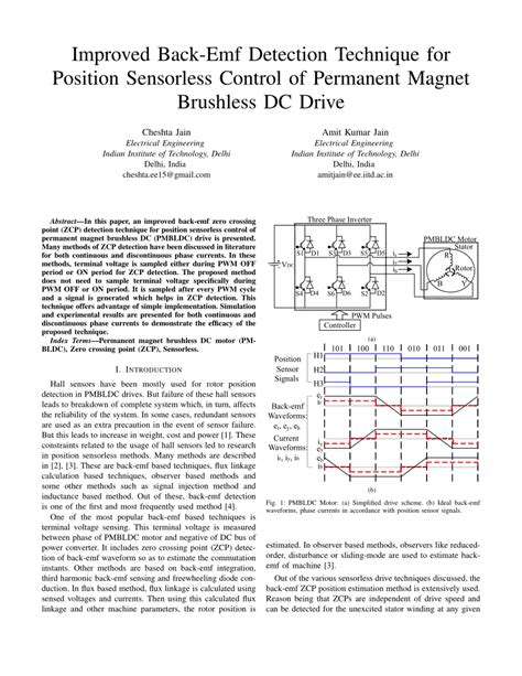 Pdf Improved Back Emf Detection Technique For Position Sensorless
